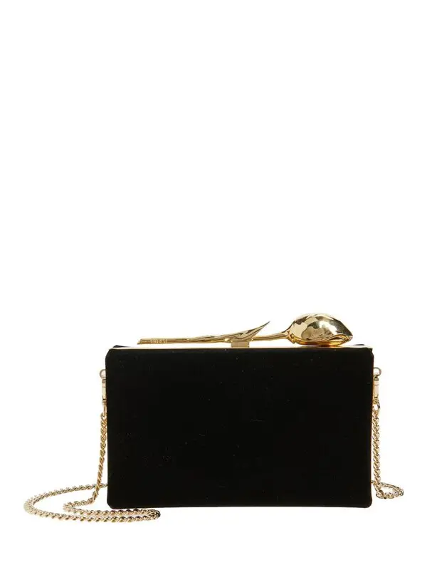 Erdem Bloom Velvet Clutch - Black