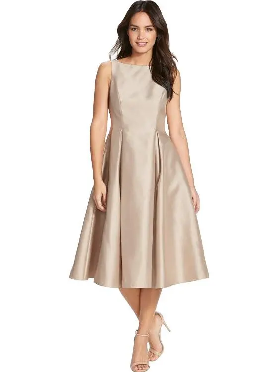 Adrianna Papell Mikado Fit & Flare Midi Dress - Champagne