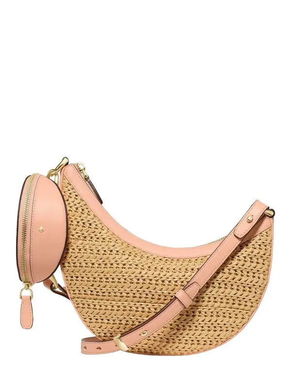 Kate Spade New York Straw And Leather Crossbody Bag - Light Cantaloupe Multi