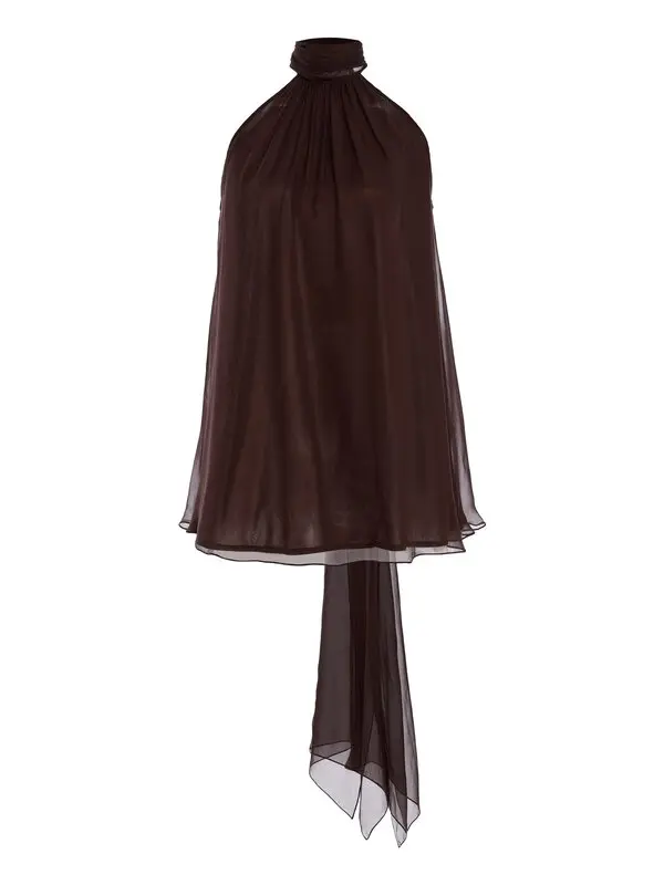 SEV Voile Halter Top - Brown