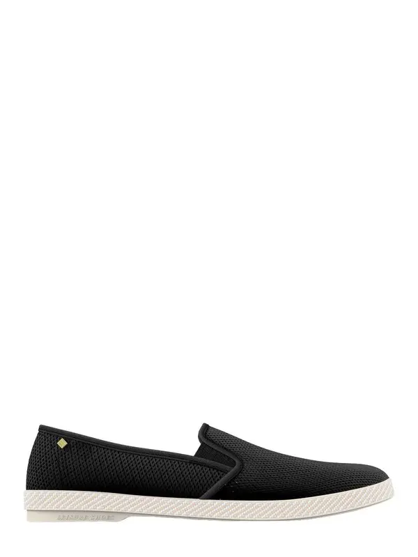 Rivieras Diamond Punched Leatherette Slip-on Loafer - Black