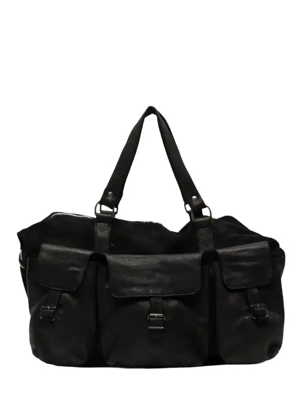 Guidi Cargo-pocket Suede Tote - Black