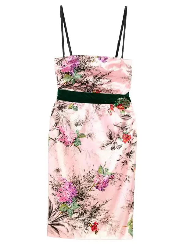 Dolce & Gabbana Floral Silk Midi Dress - Pink