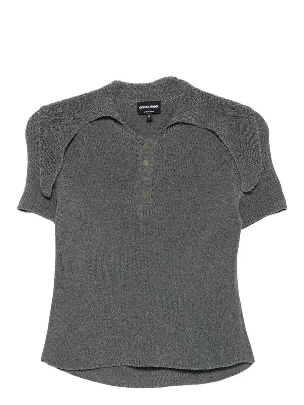 Giorgio Armani Ribbed-knit Top - Grey