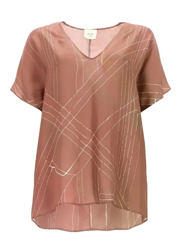 ALYSI Abstract-print V-neck Top - Brown
