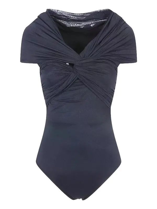 GENTRYPORTOFINO Twisted Draped Swimsuit - Black