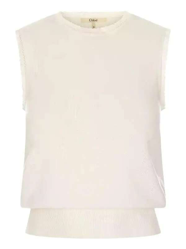 Chloé Pointelle-knit Vest - Neutrals
