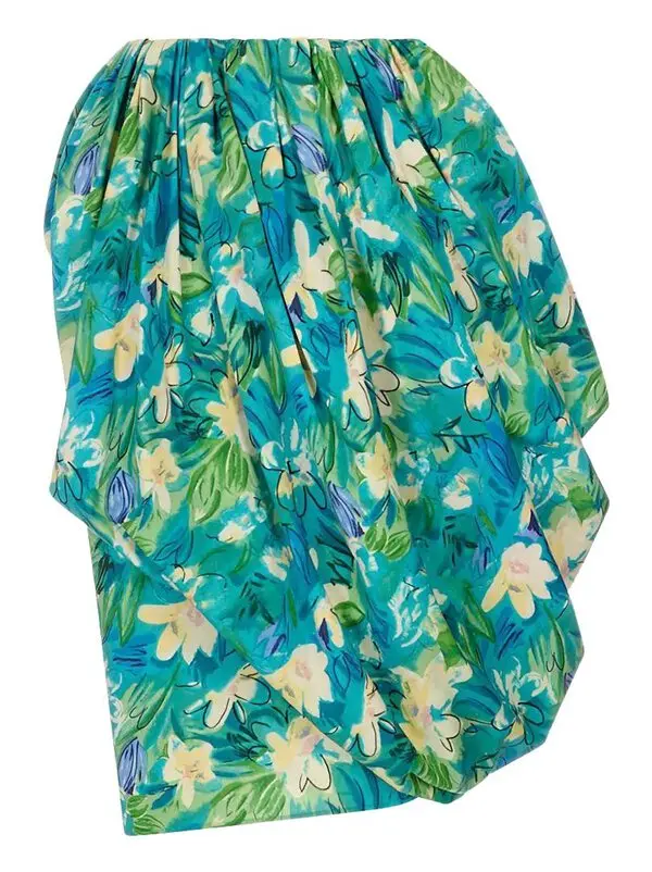 Chloé Floral-print Draped Mini Skirt - Blue