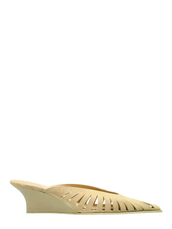 IRO PARIS Fauve Suede Wedge Mules - Neutrals