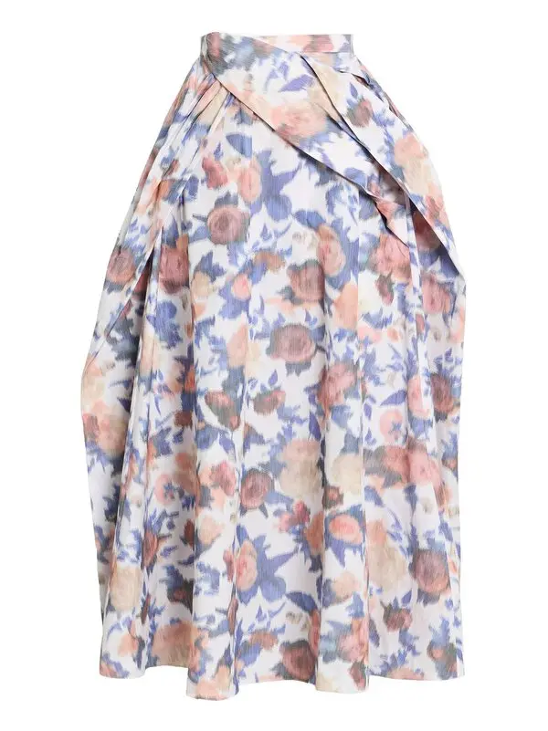Erdem Draped Printed Maxi Skirt - Antique Rose