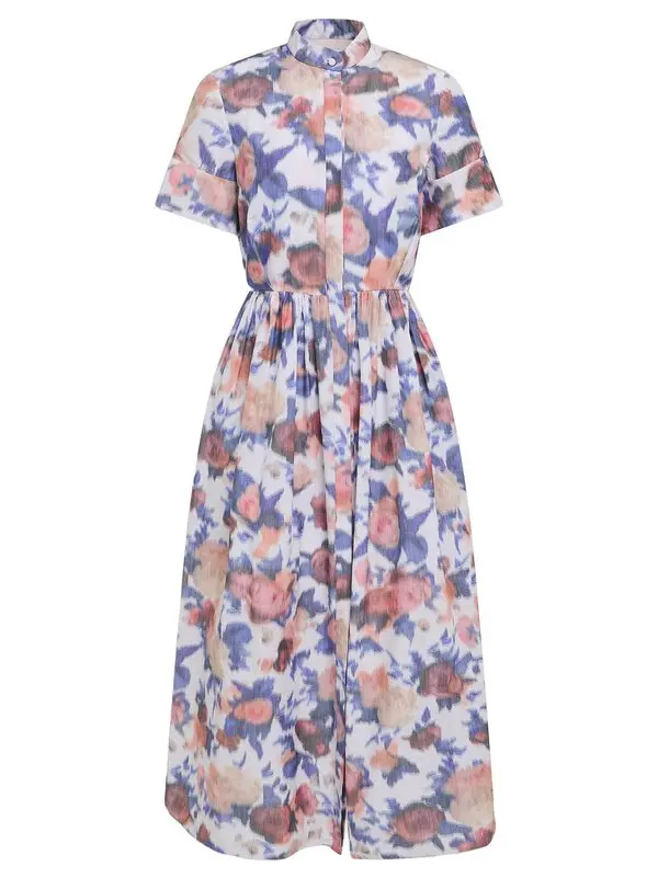 Erdem Floral-print Cotton-blend Taffeta Midi Shirt Dress - Multicolor