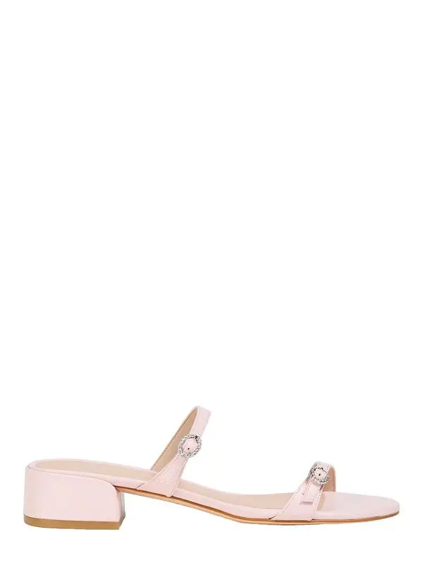 STUART WEITZMAN Leather Mules With Crystal Embellishments - Baby Pink