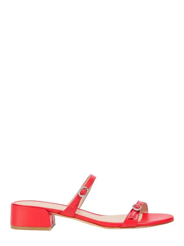 STUART WEITZMAN Leather Mules With Crystal Embellishments - Red