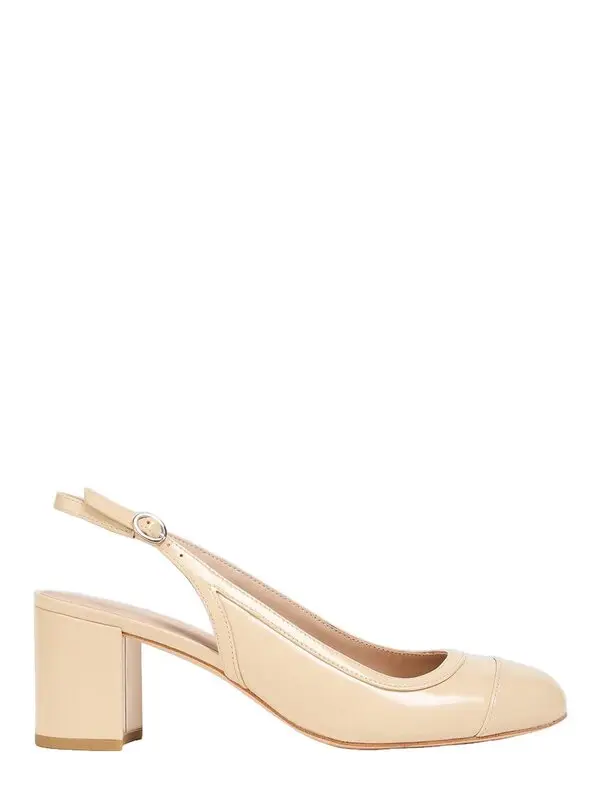 STUART WEITZMAN Celina 60 Patent-leather Slingback Pumps - Cream
