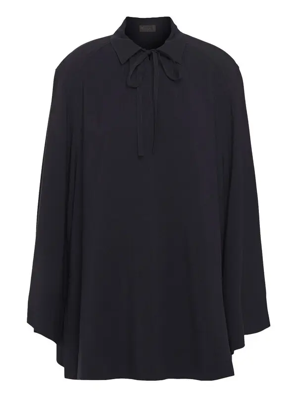 JOSEPH Fran Detailed Ribbed Silk Blouse - Midnight Blue
