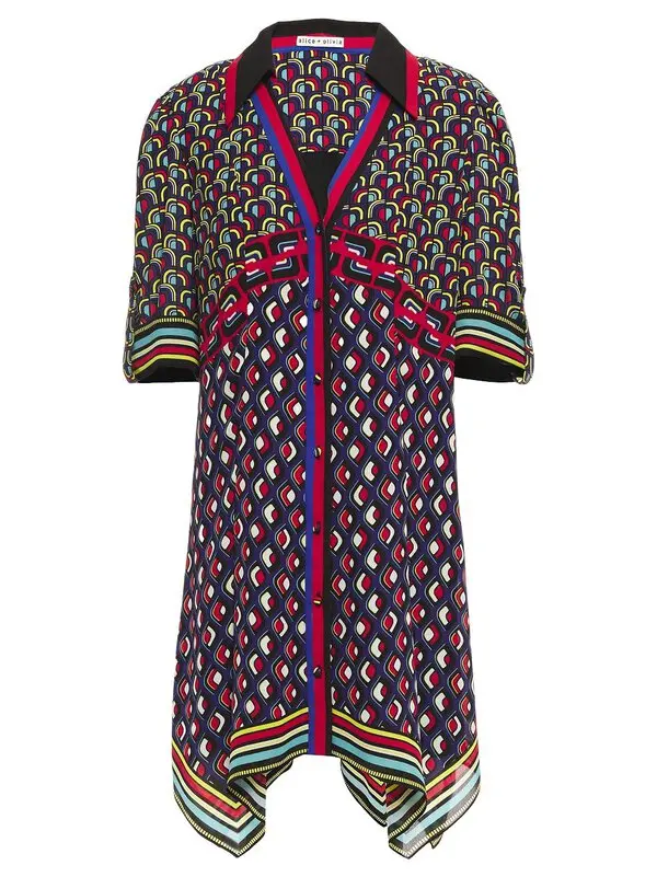Alice + Olivia Printed Crepe De Chine Mini Dress - Multicolor