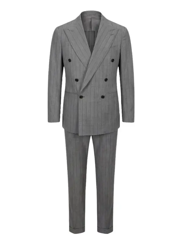 FRANZESE COLLECTION Beckham Double-breasted Pinstriped Suit - Grey