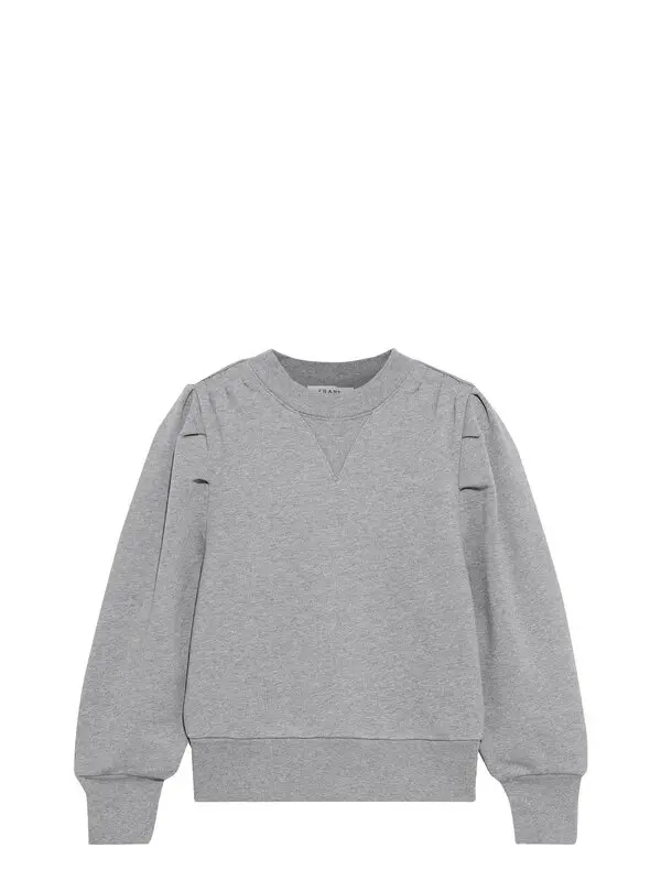 FRAME Pleated Cotton-blend Fleece Sweatshirt - Gray