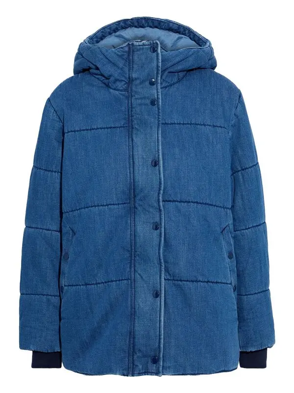 Rag & Bone Quilted Denim Hooded Jacket - Indigo