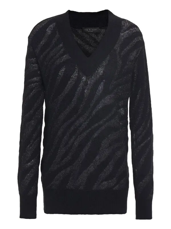 Rag & Bone Germain Metallic Alpaca-blend Jacquard Sweater - Black