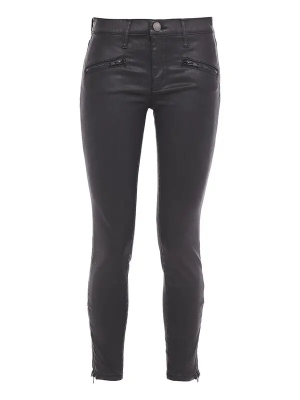 Current/Elliott Coated Mid-rise Skinny Jeans - Black