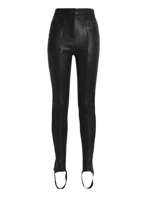 Balmain Stretch-leather Skinny Stirrup Pants - Black