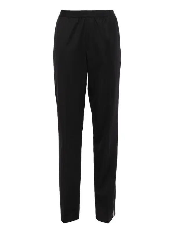 Helmut Lang Satin-trimmed Wool-twill Tapered Pants - Black