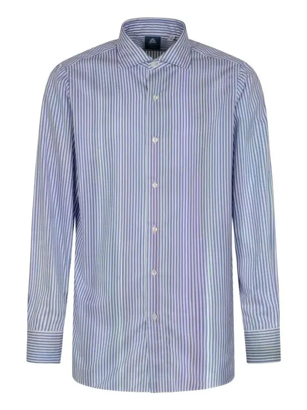 FINAMORE 1925 Striped Long-sleeve Shirt - Blue