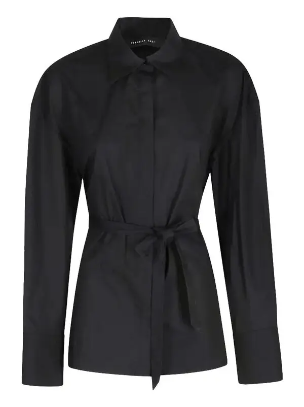Federica Tosi Belted Open-back Shirt - Black