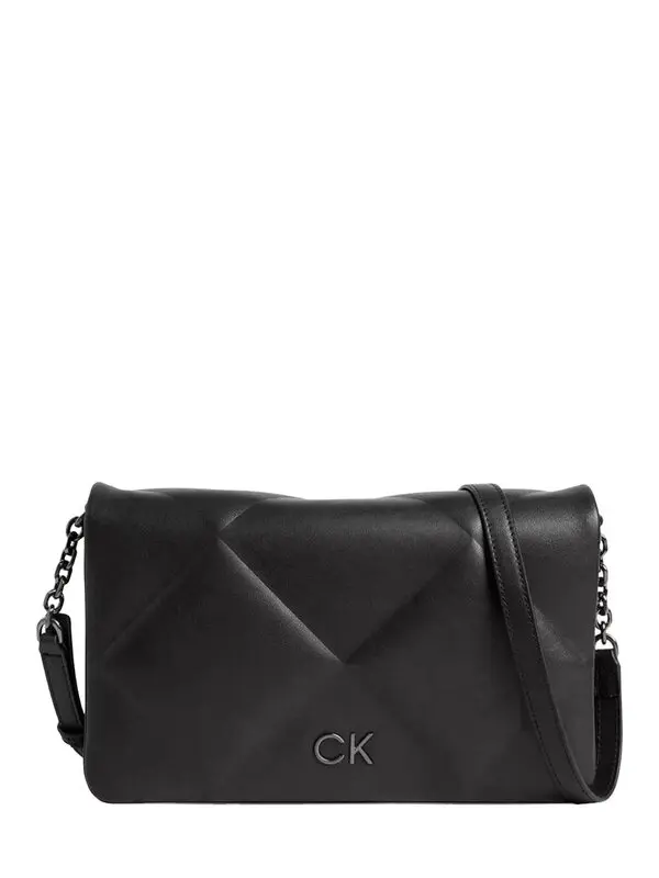 Calvin Klein Quilted Crossbody Bag With Embroidered Logo - Black