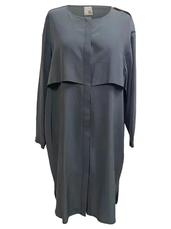 Iris & Ink Belted Long-sleeve Dress - Black