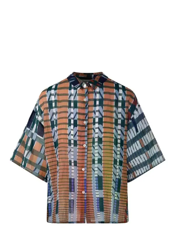 MAPOÉSIE Checked Short-sleeve Shirt - Orange