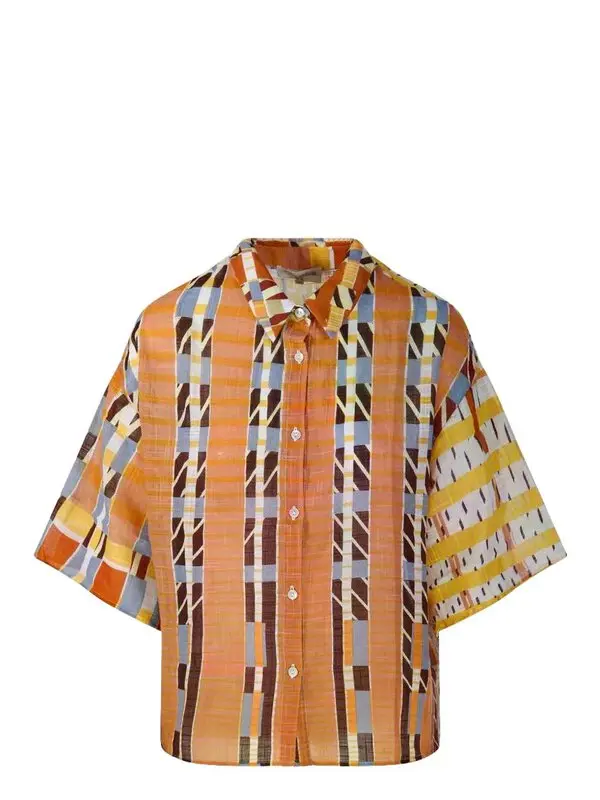 MAPOÉSIE Andrew Utopie Geometric-print Shirt - Orange