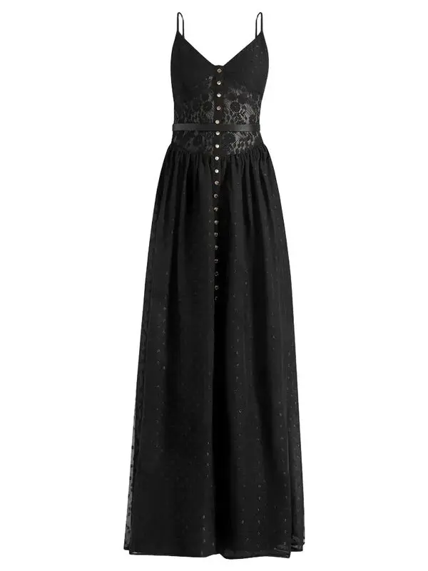 Manière De Voir Maniere De Voir Rosie Lace-corset Maxi Dress - Black