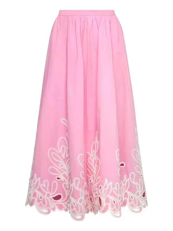 Cinq À Sept Espe Pailey Bloom Embroidered Flared Skirt - Pink