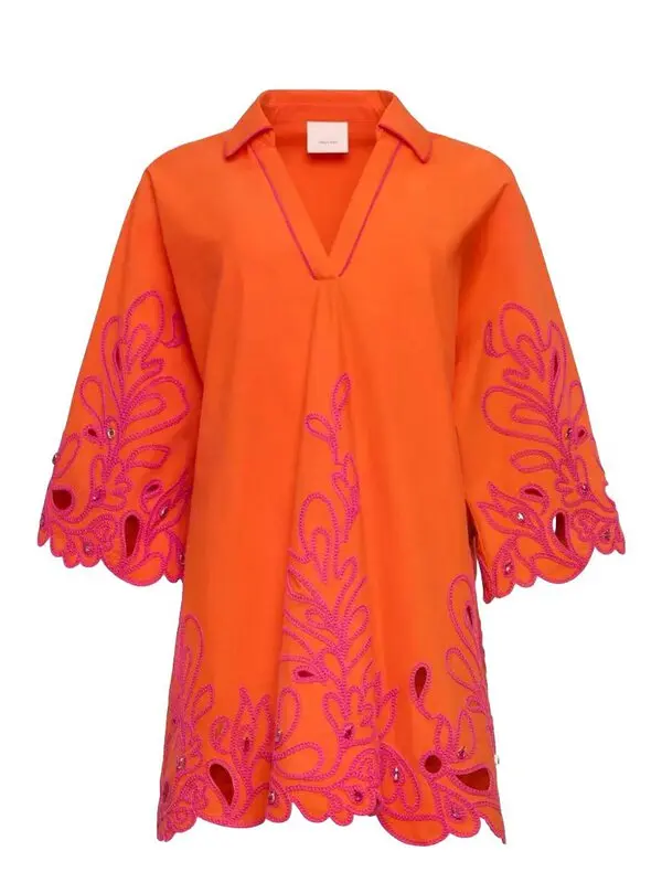 Cinq À Sept Paisley Bloom Embroidered Kaftan - Orange