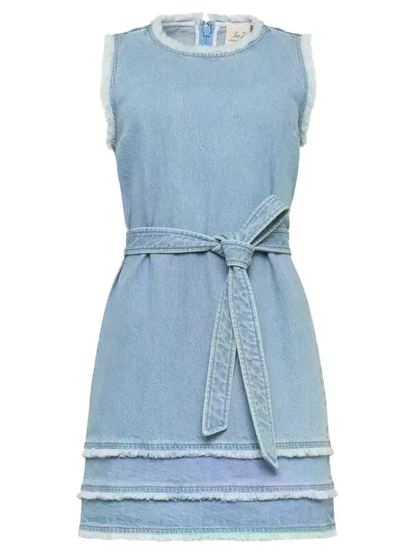 Cinq À Sept Mindie Frayed-trim Dress - Blue