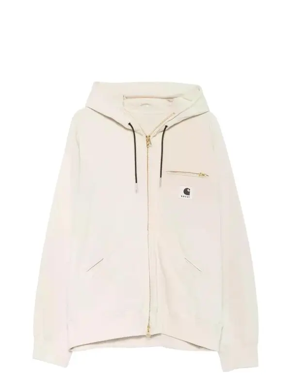Sacai X Carhartt Logo-patch Hoodie - Neutrals