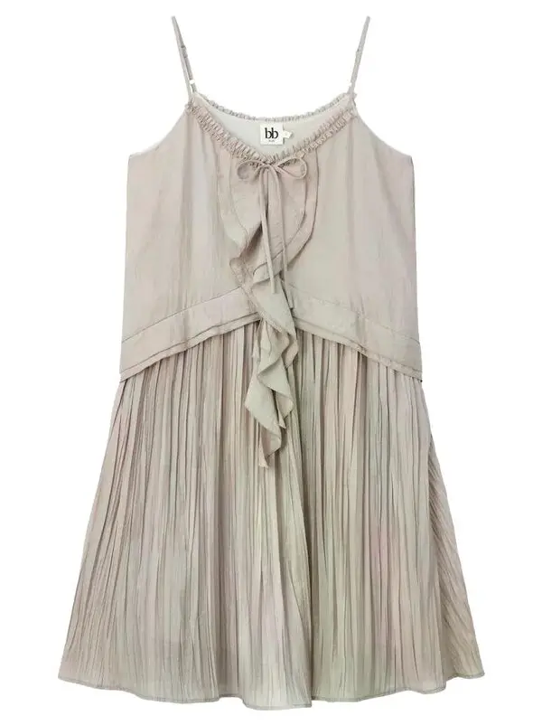 B+AB Ruffled Pleated Mini Dress - Neutrals