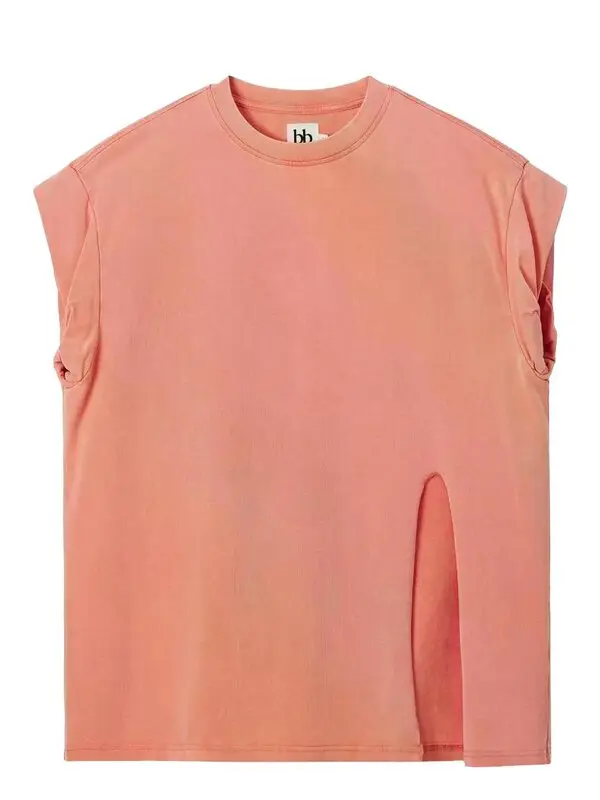 B+AB Sleeveless T-shirt With Side Slit - Orange