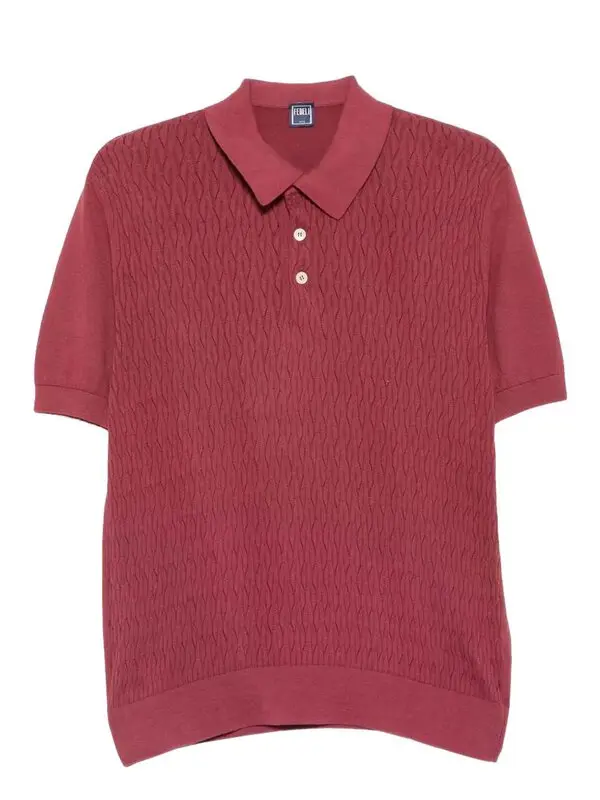 Fedeli Textured-knit Short-sleeve Polo Shirt - Red