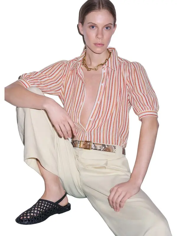 ME+EM Cotton Stripe Blouse - Pink Multi