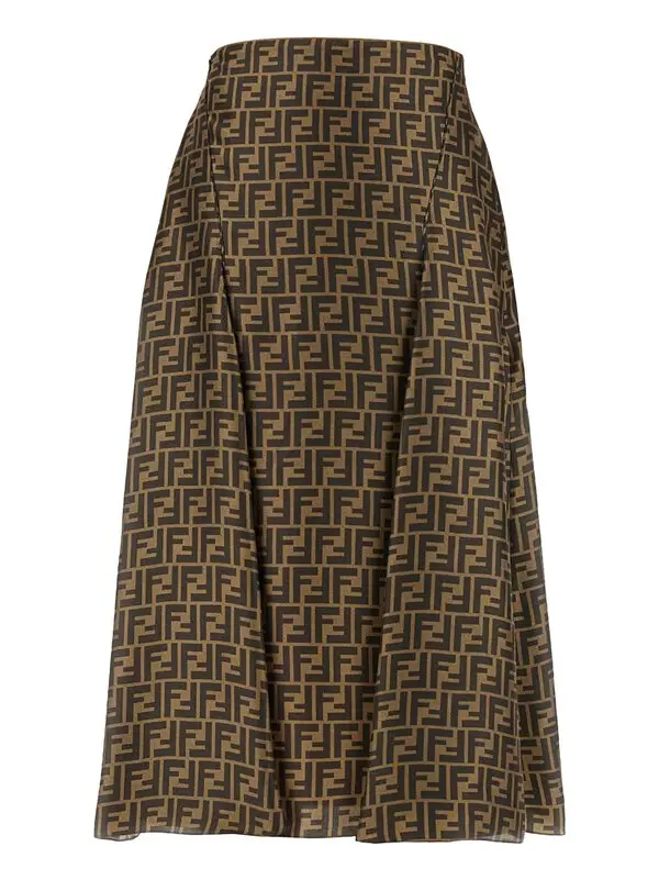 Fendi Ff Twill Skirt - Brown