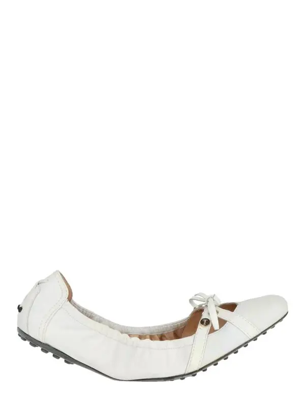 TOD'S Bow-detail Leather Ballet Flats - White