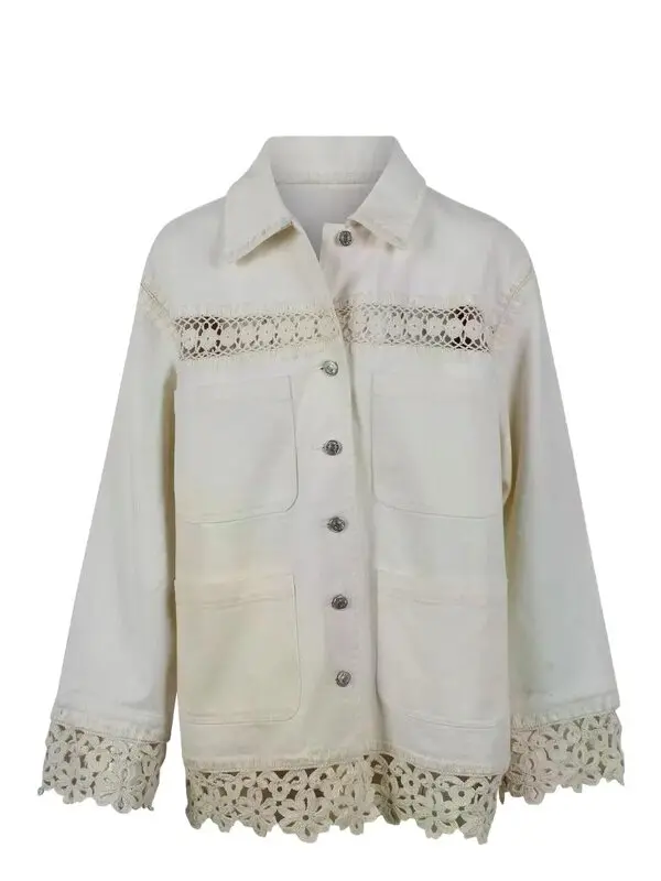 Sea Crochet-trim Denim Jacket - Neutrals