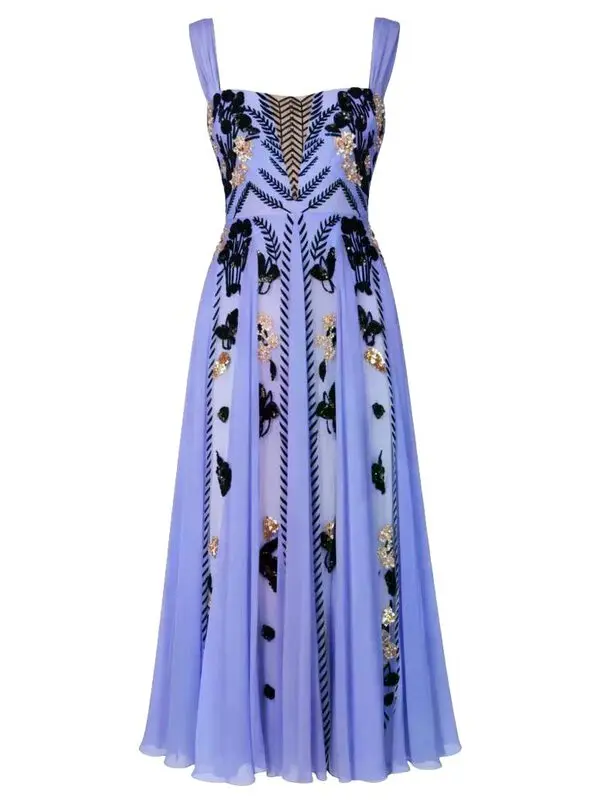 TEMPERLEY LONDON Sequin-embellished Embroidered Dress - Blue