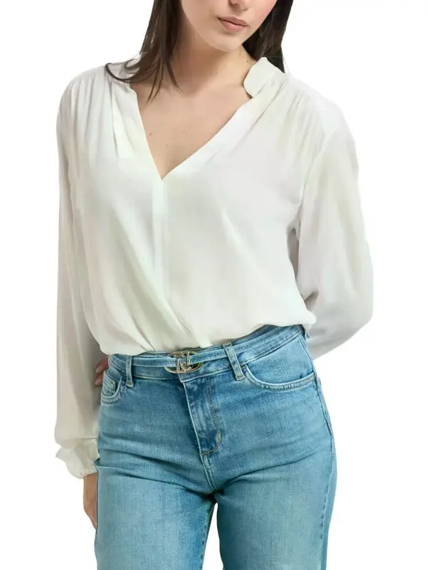 Liu Jo Ruffled-cuff V-neck Shirt - White
