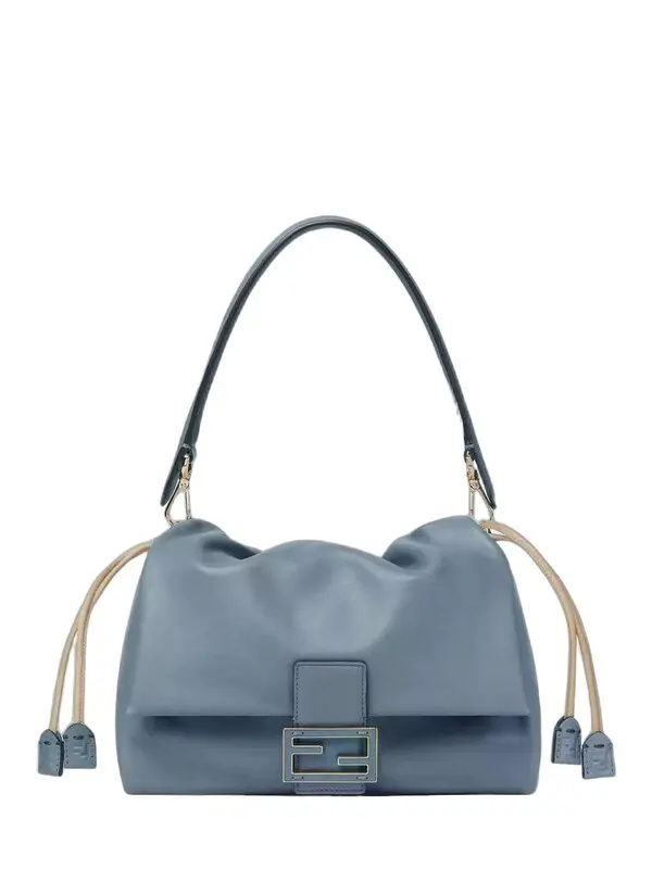 Fendi Mamma Baguette Gathered-effect Shoulder Bag - Blue