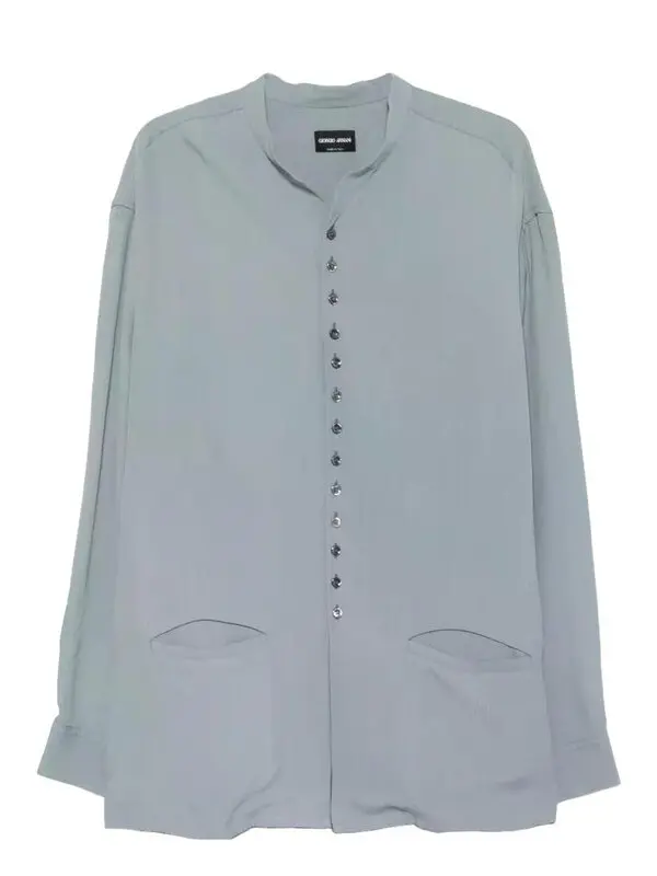 Giorgio Armani Mandarin-collar Button-front Shirt - Blue
