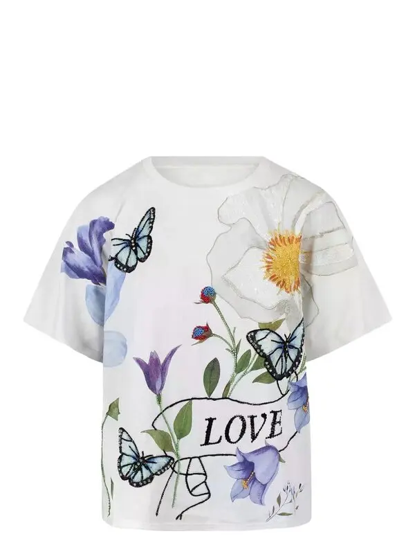 Alice + Olivia Butterfly-print T-shirt - White